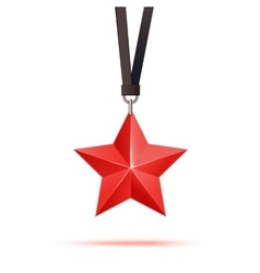 Red star symbol with realistic shadow and pointed Vector Image
