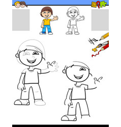 A color me worksheet with clock Royalty Free Vector Image