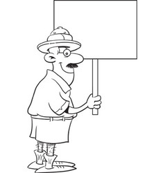 Cartoon painter holding a sign Royalty Free Vector Image