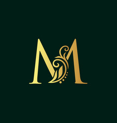 Classy gold elegant letter m graceful style Vector Image