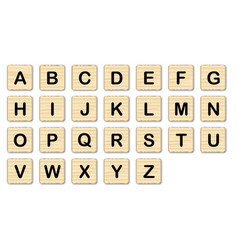 Wooden alphabet blocks with letters and numbers Vector Image