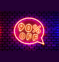 Neon chat frame 15 off text banner night sign Vector Image