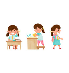 Little girl daily routine and day activity big Vector Image