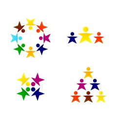 Group young people playing team game building Vector Image