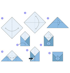 Step by instructions how to make origami Vector Image
