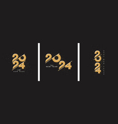 Gold number 2024 and abstract geometric 3d shapes Vector Image