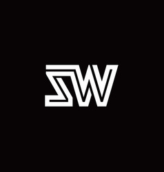 Sw monogram logo with diamond shape and ring Vector Image