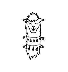 Isolated outline cartoon baby llama Royalty Free Vector