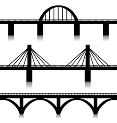 Types of bridges in linear style set Royalty Free Vector