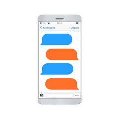 Mobile phone screen messaging text boxes empty Vector Image