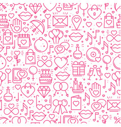 Romantic line seamless pattern with hearts Vector Image
