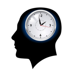 Human head with clock mechanism and different Vector Image