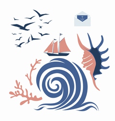 Ocean cockleshells cartoon sea shells Royalty Free Vector