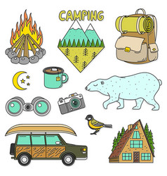 Camping with animals in the forest Royalty Free Vector Image