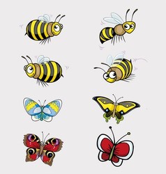 Butterfly insects bee ladybug Royalty Free Vector Image