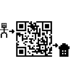 Qr code in red scanning frame isolated on white Vector Image