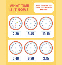 Telling time to the hour on yellow clock Vector Image