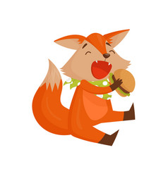 Cartoon fox look back Royalty Free Vector Image
