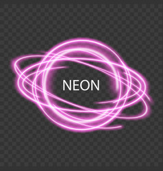 Pink neon rectangle frame template on transparent Vector Image