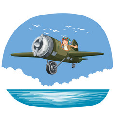 Military jet plane cartoon with pilot Royalty Free Vector
