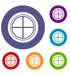 Round window with wooden frame Royalty Free Vector Image