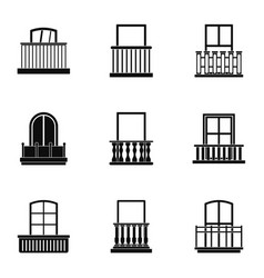 Balcony garden set line drawings cute Royalty Free Vector