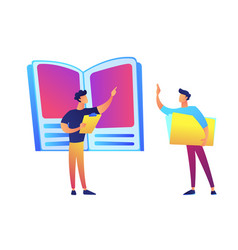 Teacher holding a book for kids in kindergarten Vector Image