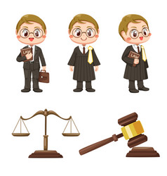 Cute judge girl cartoon character standing Vector Image