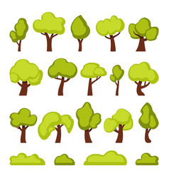 Cartoon bush and tree set trees bushes Royalty Free Vector