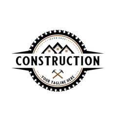 Classic construction logo design Royalty Free Vector Image