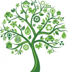 White tree icon on green background Royalty Free Vector