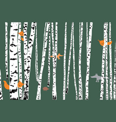 Alphabet poster made birch tree log letters Vector Image