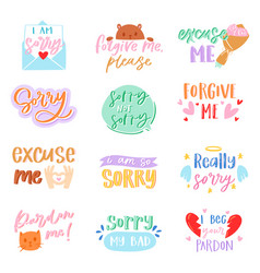 Emoticon with sorry sign Royalty Free Vector Image