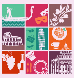 Set of rome italy symbols italian Royalty Free Vector Image