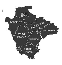 Modern map - mid devon district uk Royalty Free Vector Image