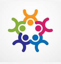 Teamwork unity people logo design Royalty Free Vector Image