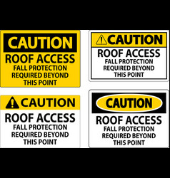 Caution sign roof access - fall protection Vector Image