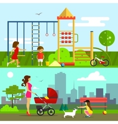 Border design with children in the playground Vector Image