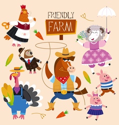 Labels with different farm animals Royalty Free Vector Image