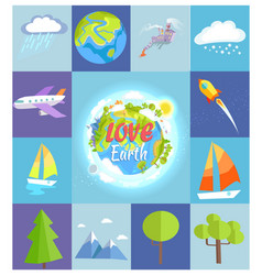 Earth day poster with planet infrastructure Vector Image