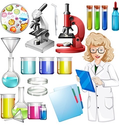 Science symbols and glass beaker Royalty Free Vector Image