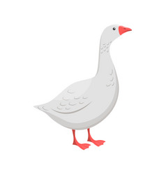 Cute white goose cartoon character walking Vector Image
