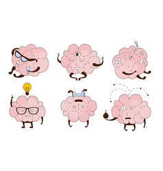 Cartoon brain in different roles Royalty Free Vector Image