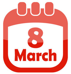 8 march card calendar with the date Royalty Free Vector