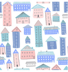 Cute houses pattern Royalty Free Vector Image - VectorStock