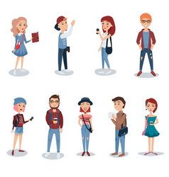 Cartoon boy and girl with backpacks Royalty Free Vector Image - VectorStock