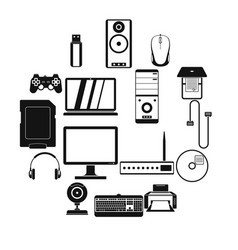 Computer equipment icons set cartoon style Vector Image