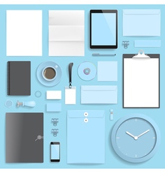 Professional blue branding design kit with cubes Vector Image