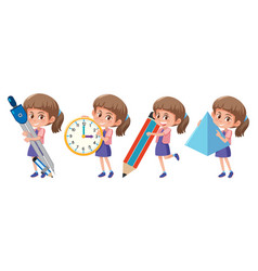 Set of children learning math Royalty Free Vector Image