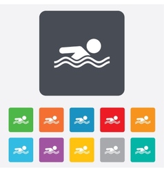 Swimming sign icon pool swim symbol sea wave Vector Image